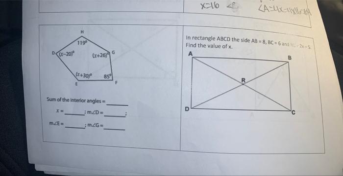Solved In rectangle ABCD the side AB=8,BC=6 and 7x2−2x−5 | Chegg.com