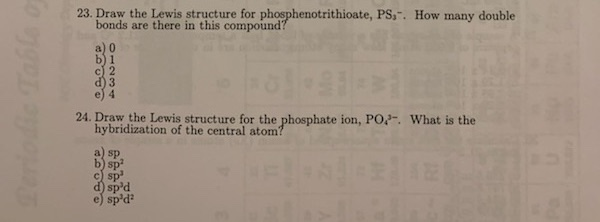 Solved 23. Draw the Lewis structure for phosphenotrithioate, | Chegg.com