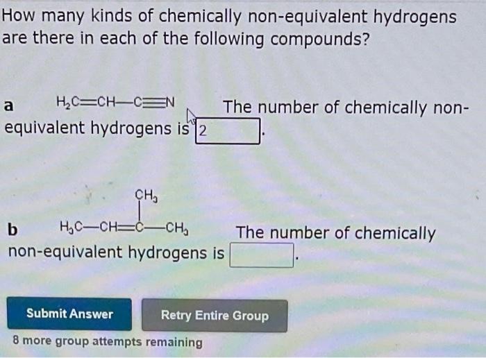 Solved how many kinds of chemically non-equivalent hydrogens | Chegg.com