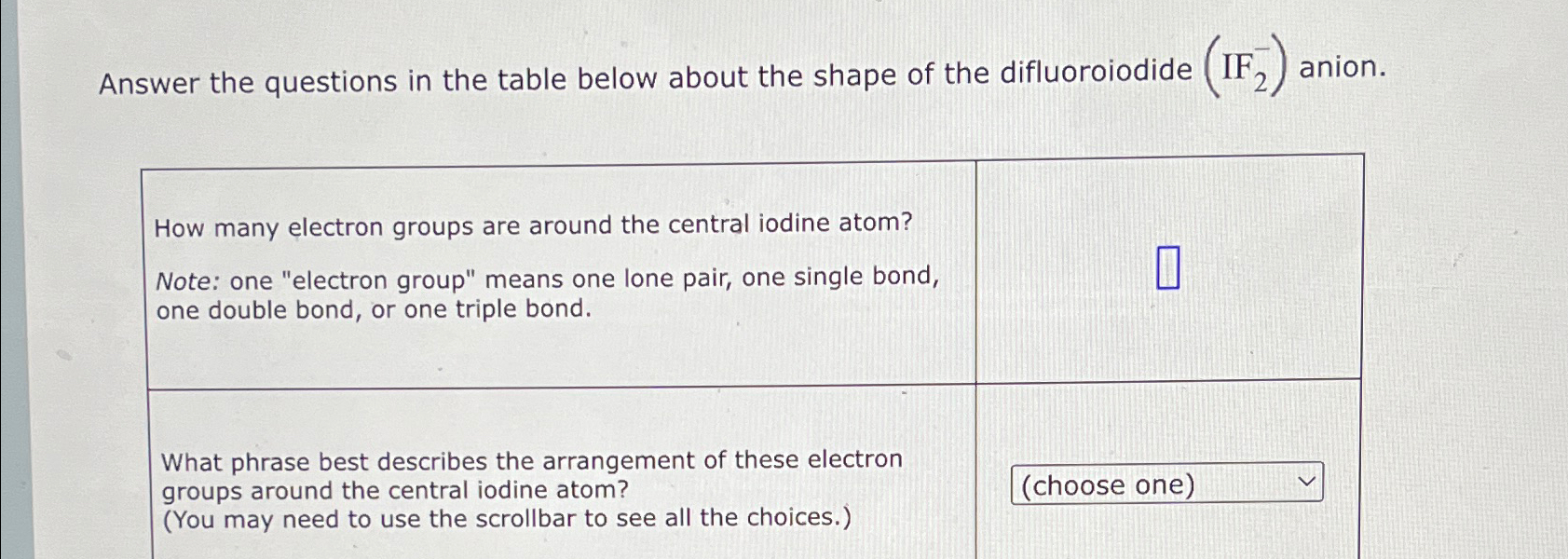 Solved Answer the questions in the table below about the | Chegg.com