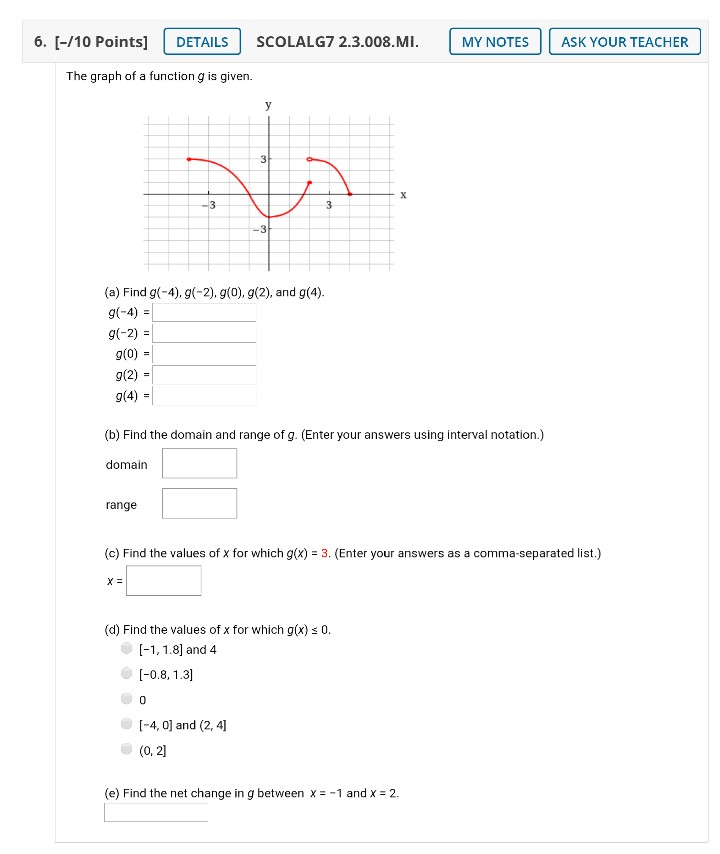Solved 6. (-/10 Points] DETAILS SCOLALG7 2.3.008.MI. MY | Chegg.com