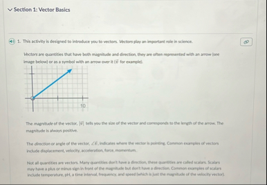 [Solved]: Section 1: Vector Basics This activity is designe