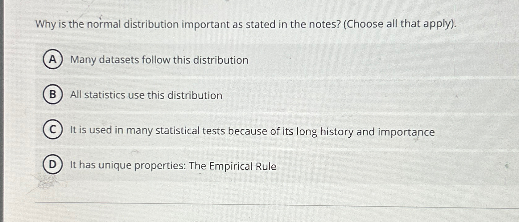 Solved Why is the normal distribution important as stated in | Chegg.com