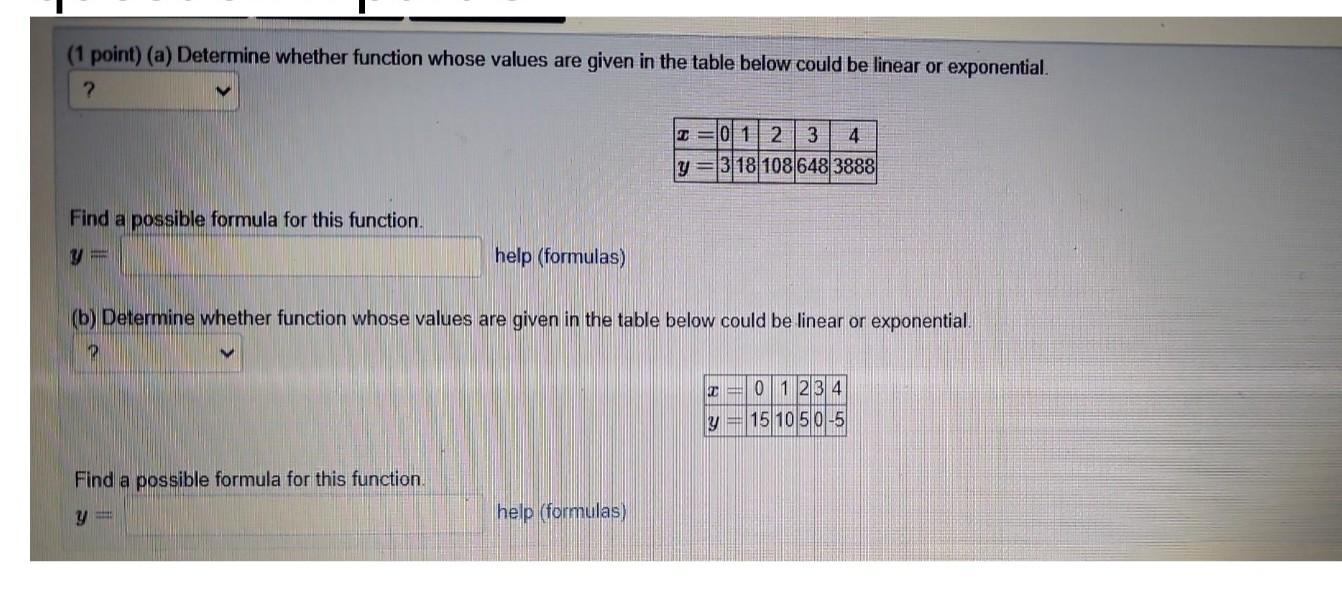 Solved (1 point) (a) Determine whether function whose values | Chegg.com