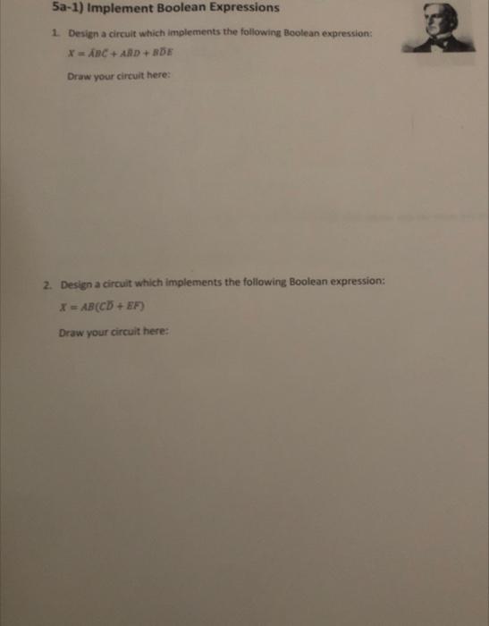 Solved 5a 1 Implement Boolean Expressions 1 Design A 1185
