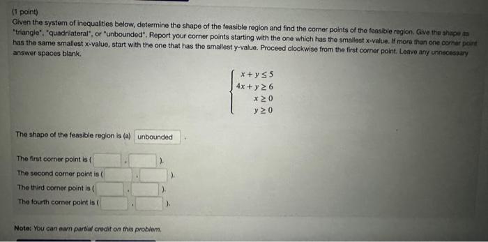 Solved Given the system of inequalities below, determine the | Chegg.com
