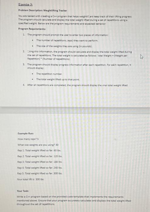 Solved Exercise 2: Problem Description Wechtining Tracker | Chegg.com