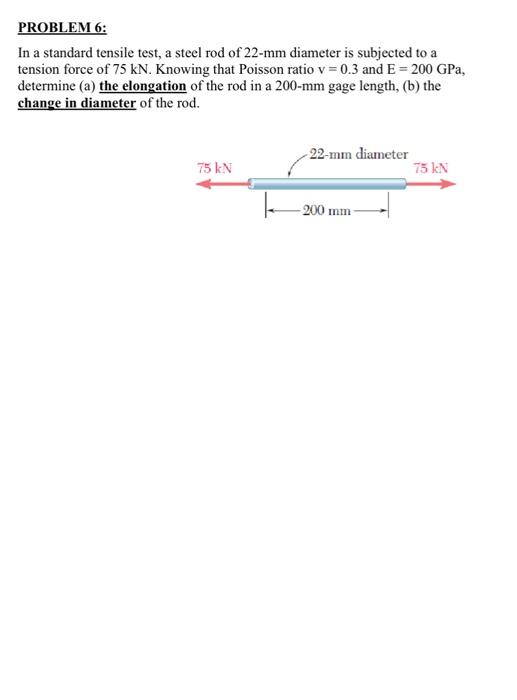 Solved PROBLEM 6: In a standard tensile test, a steel rod of | Chegg.com