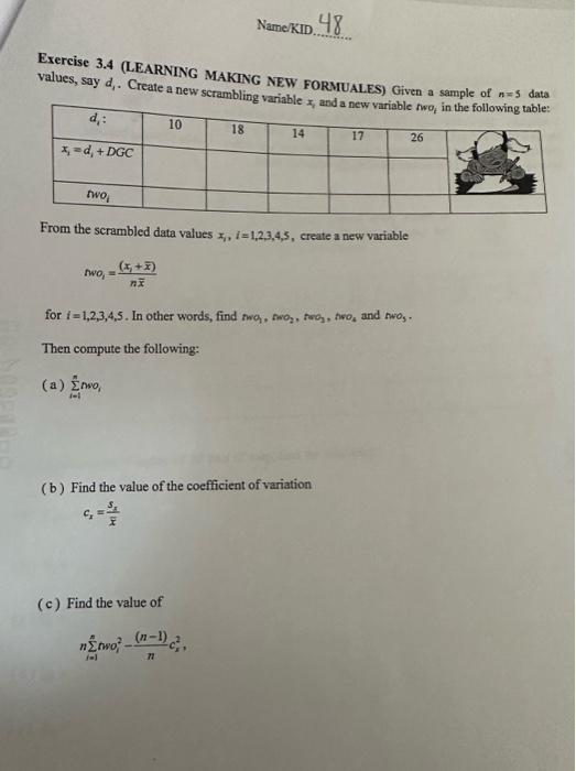 Solved Name/KID. 48 Exercise 3.4 (LEARNING MAKING NEW | Chegg.com