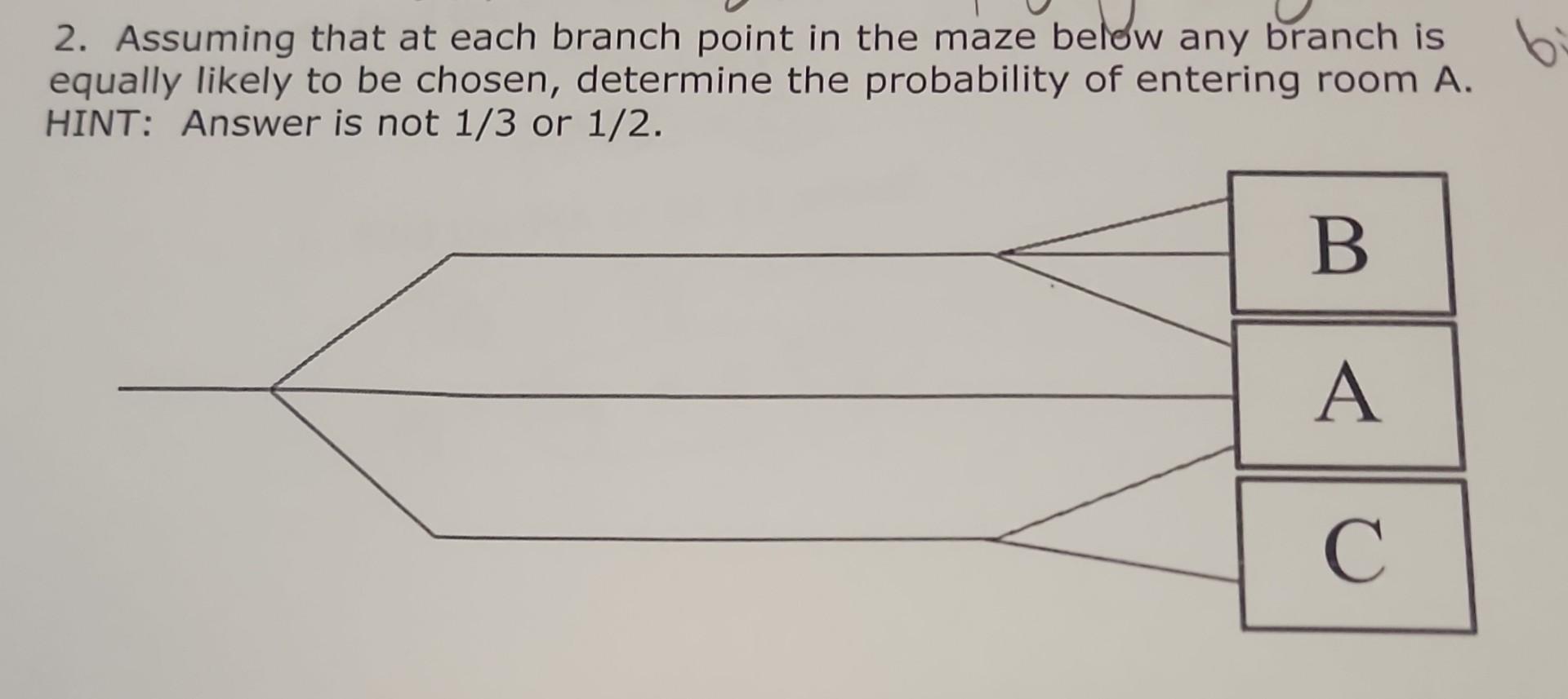 Solved 2. Assuming that at each branch point in the maze | Chegg.com