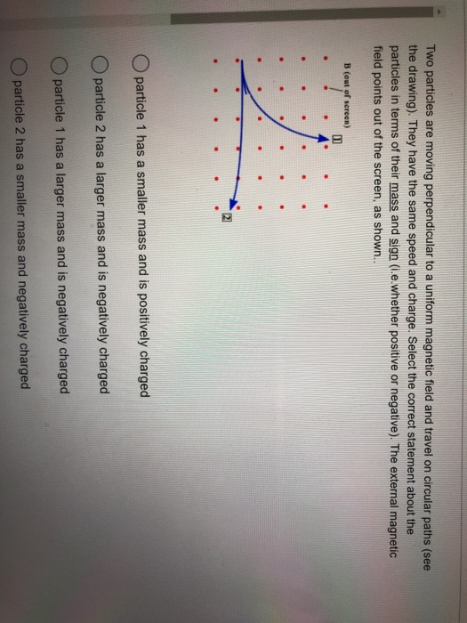Solved Two particles are moving perpendicular to a uniform | Chegg.com