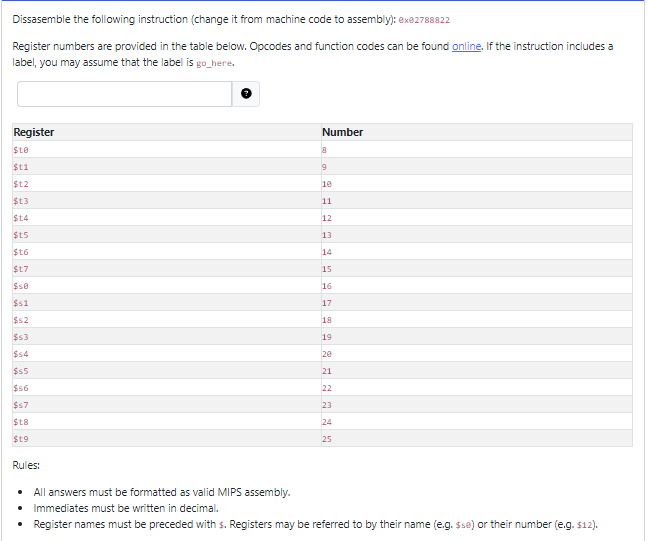 Solved Dissasemble the following instruction (change it from | Chegg.com