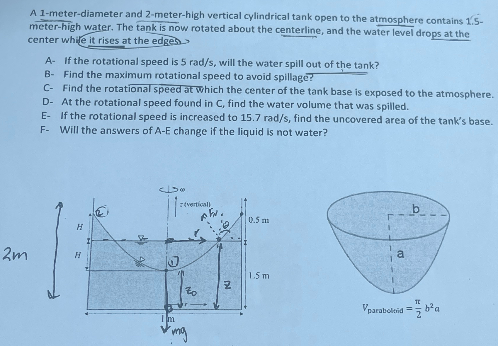 Solved A 1-meter-diameter and 2-meter-high vertical | Chegg.com