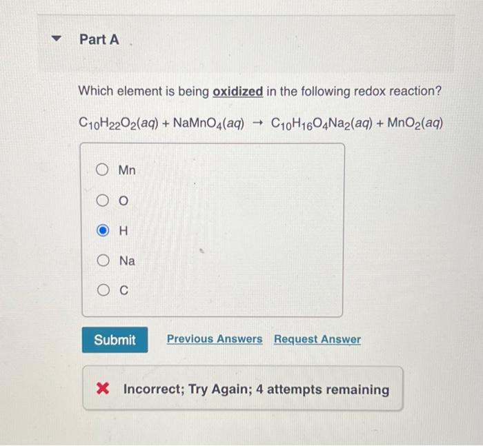 Solved Which element is being oxidized in the following | Chegg.com