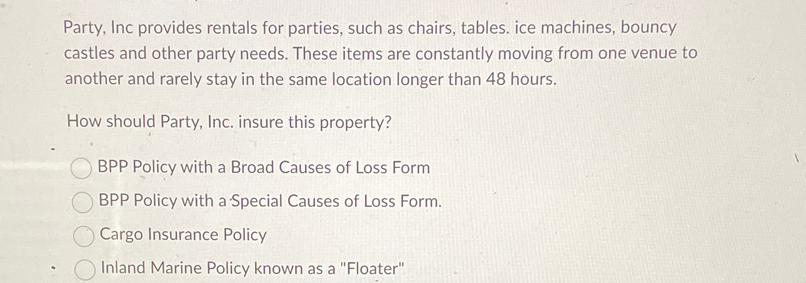 Solved Party, Inc provides rentals for parties, such as | Chegg.com