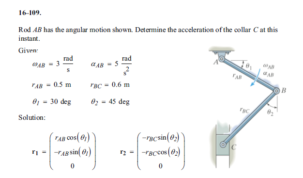 Solved Rod AB has the angular motion shown. Determine the | Chegg.com