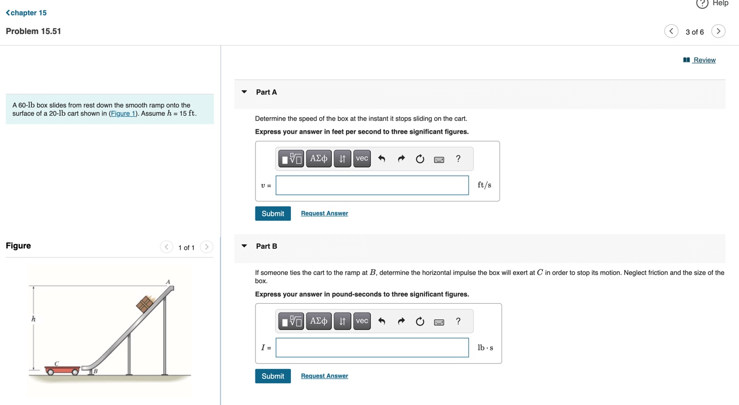 Solved A 60-lb box slides from rest down the smooth ramp | Chegg.com