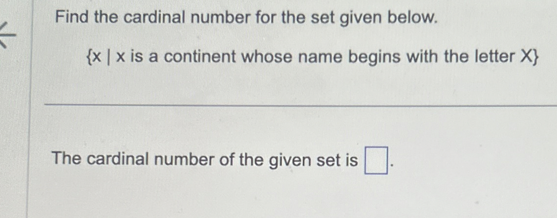 Solved Find the cardinal number for the set given below. ﻿is | Chegg.com