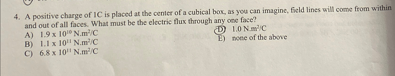 Solved A positive charge of 1C ﻿is placed at the center of a | Chegg.com