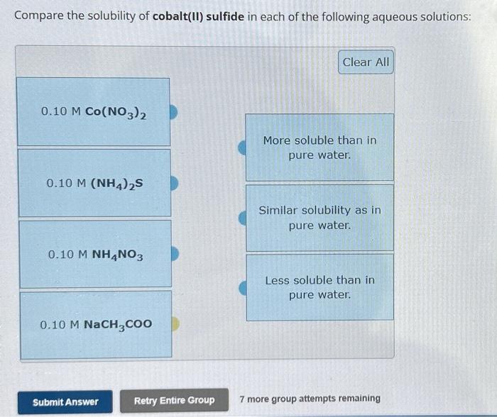 Solved Compare the solubility of cobalt(II) sulfide in each | Chegg.com