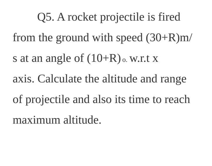 Solved A rocket projectile is fired from the ground with | Chegg.com