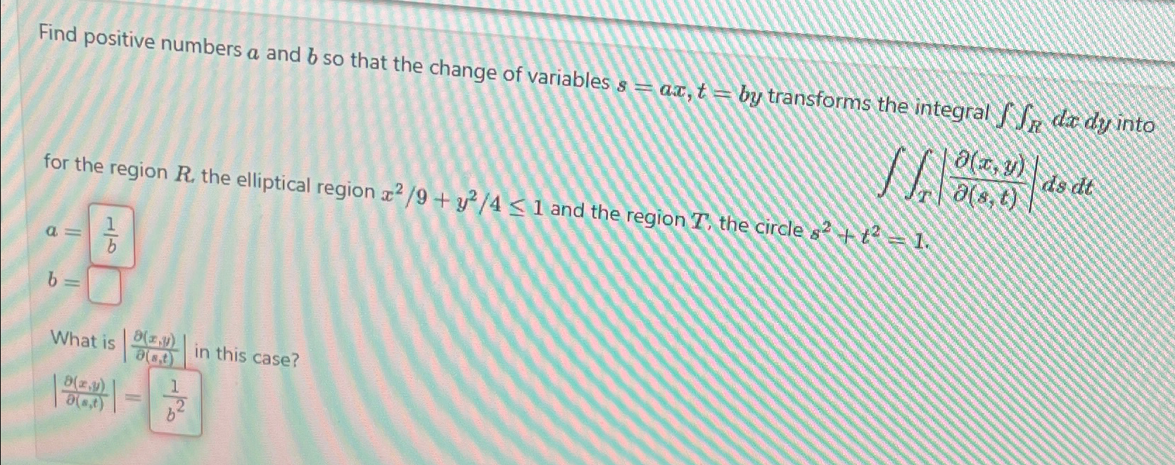 Solved Find positive numbers a and b ﻿so that the change of | Chegg.com