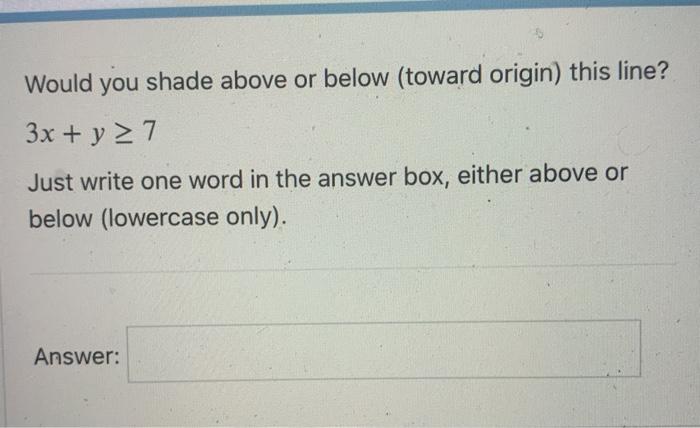 Solved Would you shade above or below (toward origin) this | Chegg.com