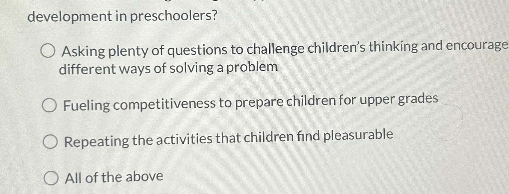 Solved development in preschoolers?Asking plenty of | Chegg.com