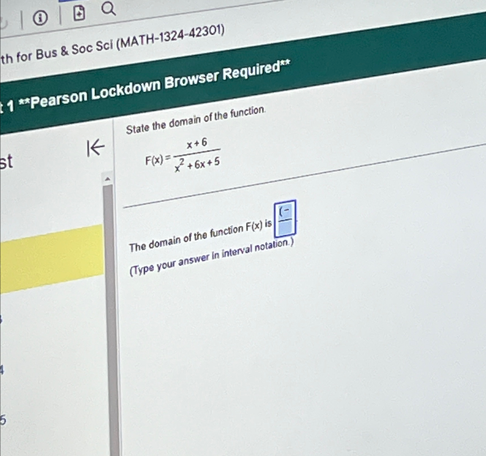 Solved th for Bus & Soc Sci (MATH-1324-42301)I**** ﻿Pearson | Chegg.com