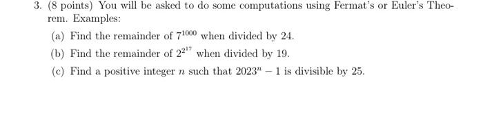 Solved 3. (8 points) You will be asked to do some | Chegg.com