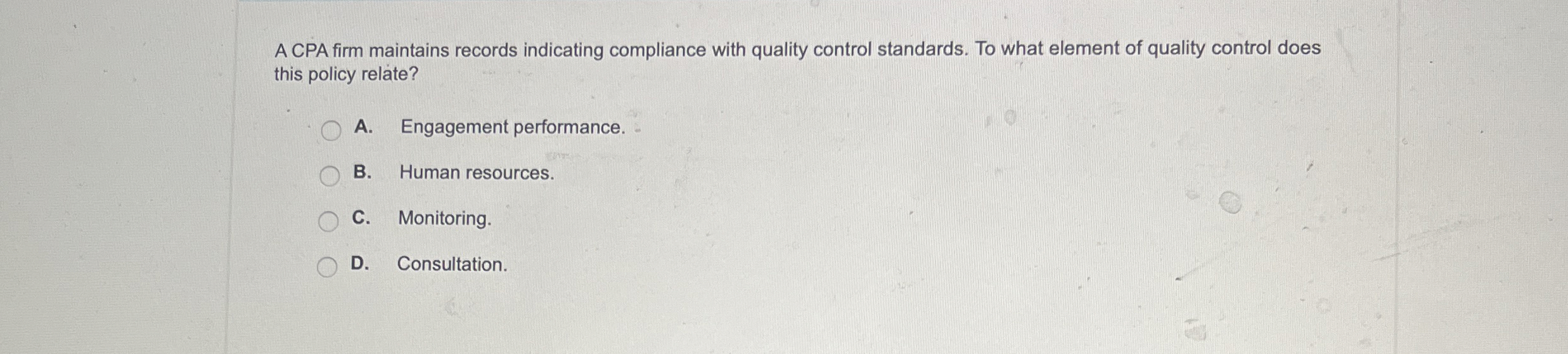 Solved A CPA firm maintains records indicating compliance | Chegg.com
