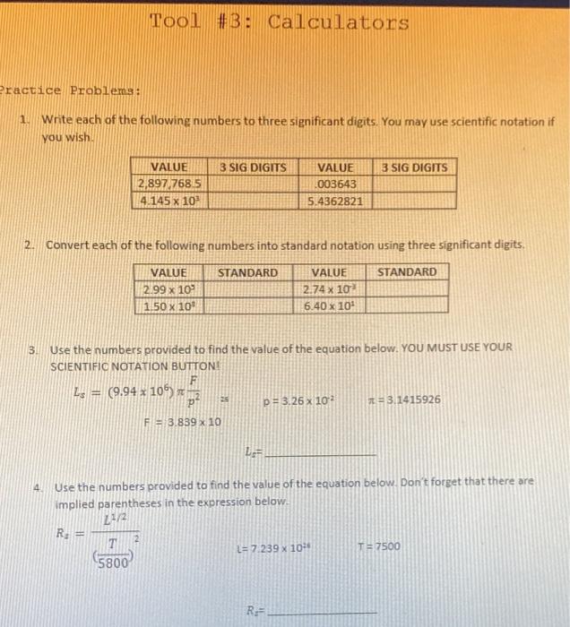 Solved Tool #3: Calculators Practice Problems: 1 Write each | Chegg.com