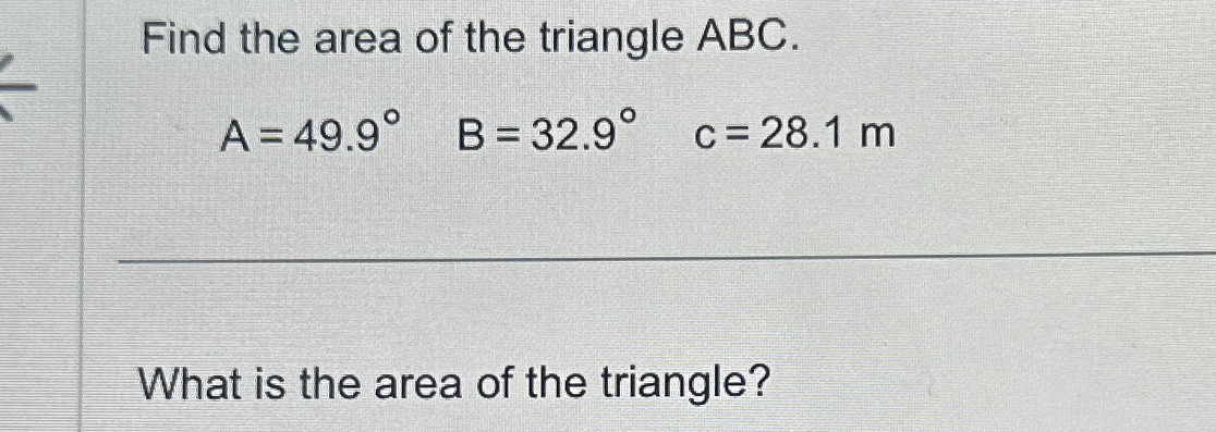 Solved Find the area of the triangle | Chegg.com