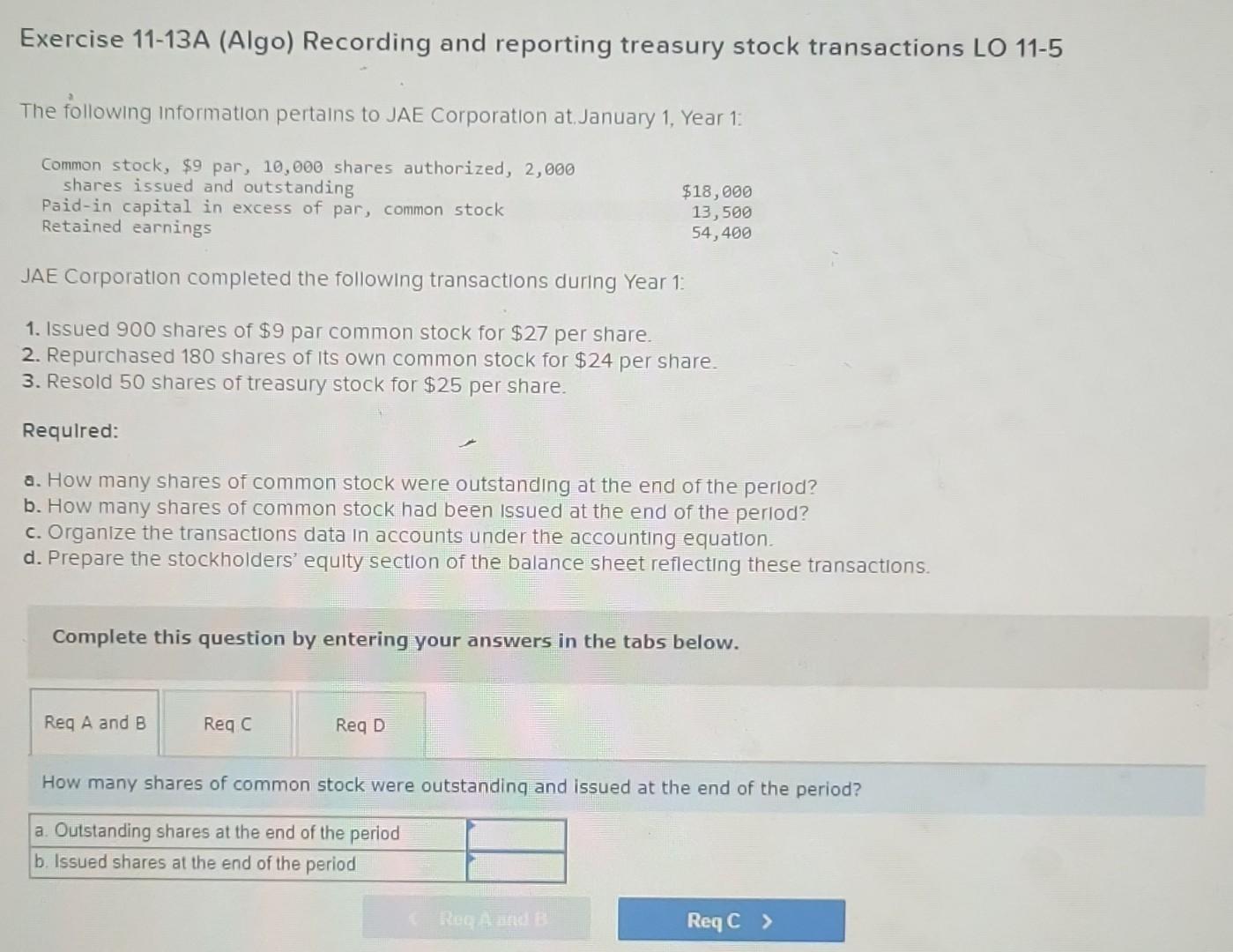 Solved Exercise 11-13A (Algo) Recording and reporting | Chegg.com
