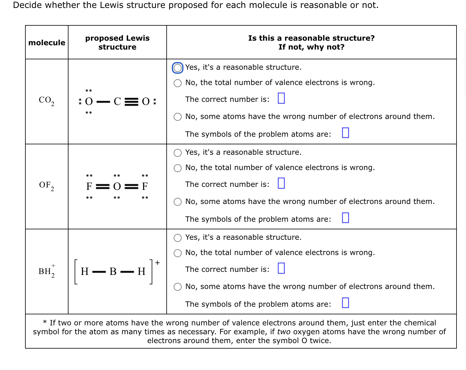 Solved Decide whether the Lewis structure proposed for each | Chegg.com