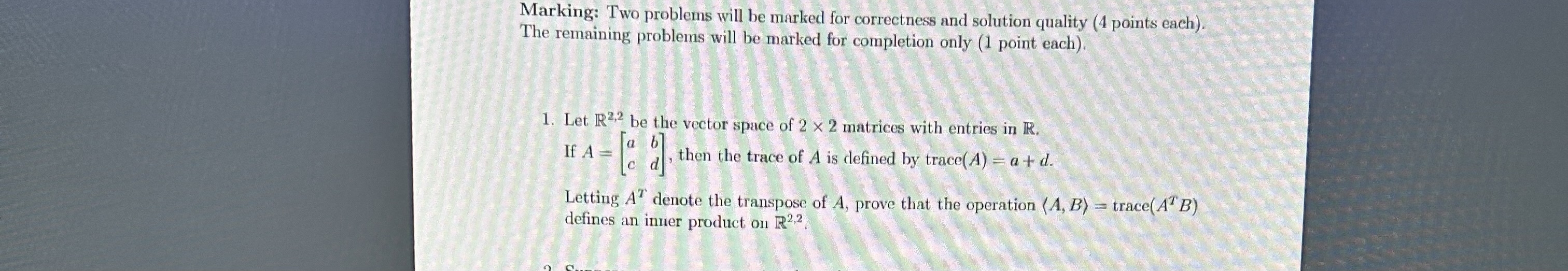 Solved Marking: Two problems will be marked for correctness | Chegg.com