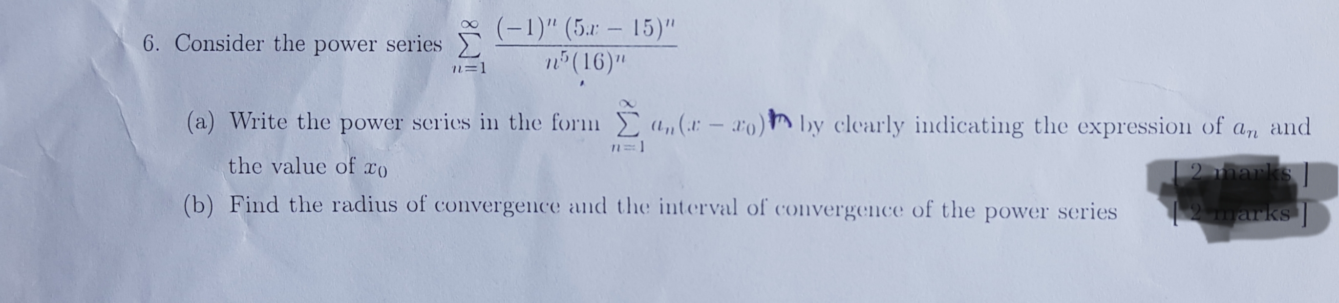 Solved Consider the power series | Chegg.com