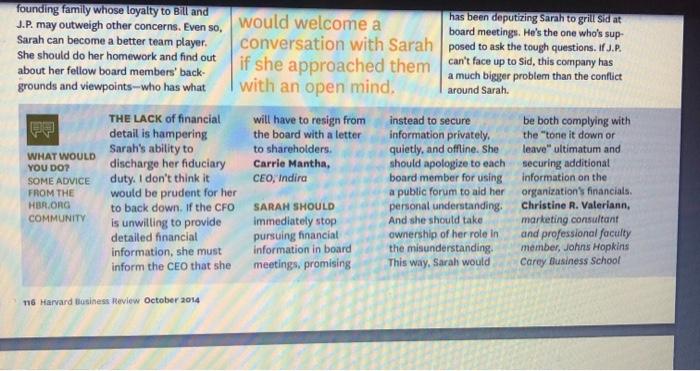 Solved Foto inally, Sarah thought. J.P. Offutt, the CEO, | Chegg.com