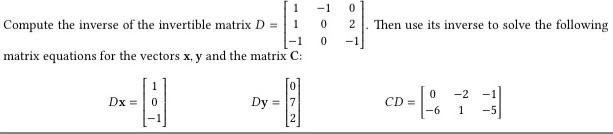 Solved Compute the inverse of the invertible matrix | Chegg.com