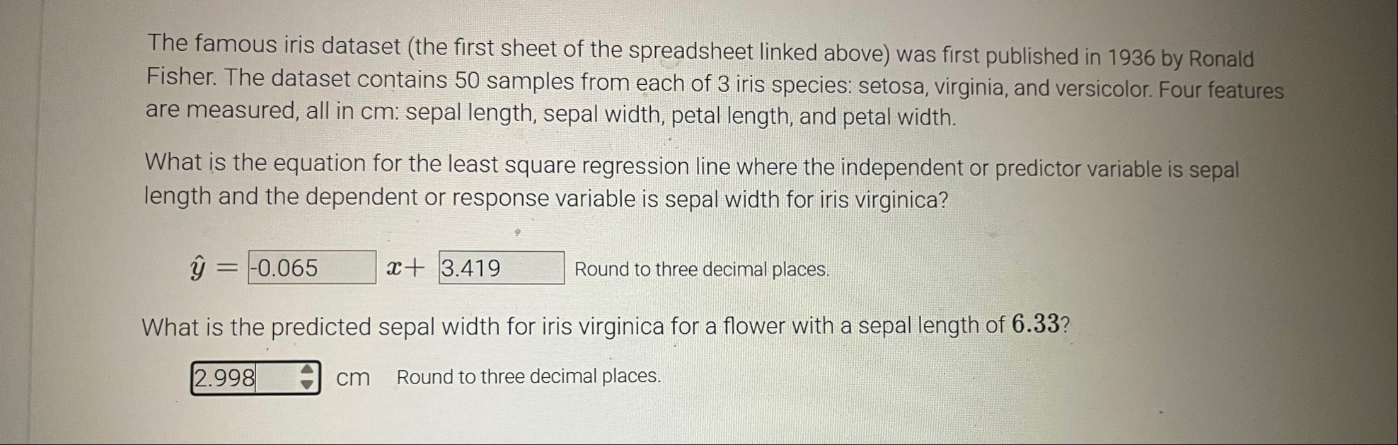Solved The famous iris dataset (the first sheet of the | Chegg.com