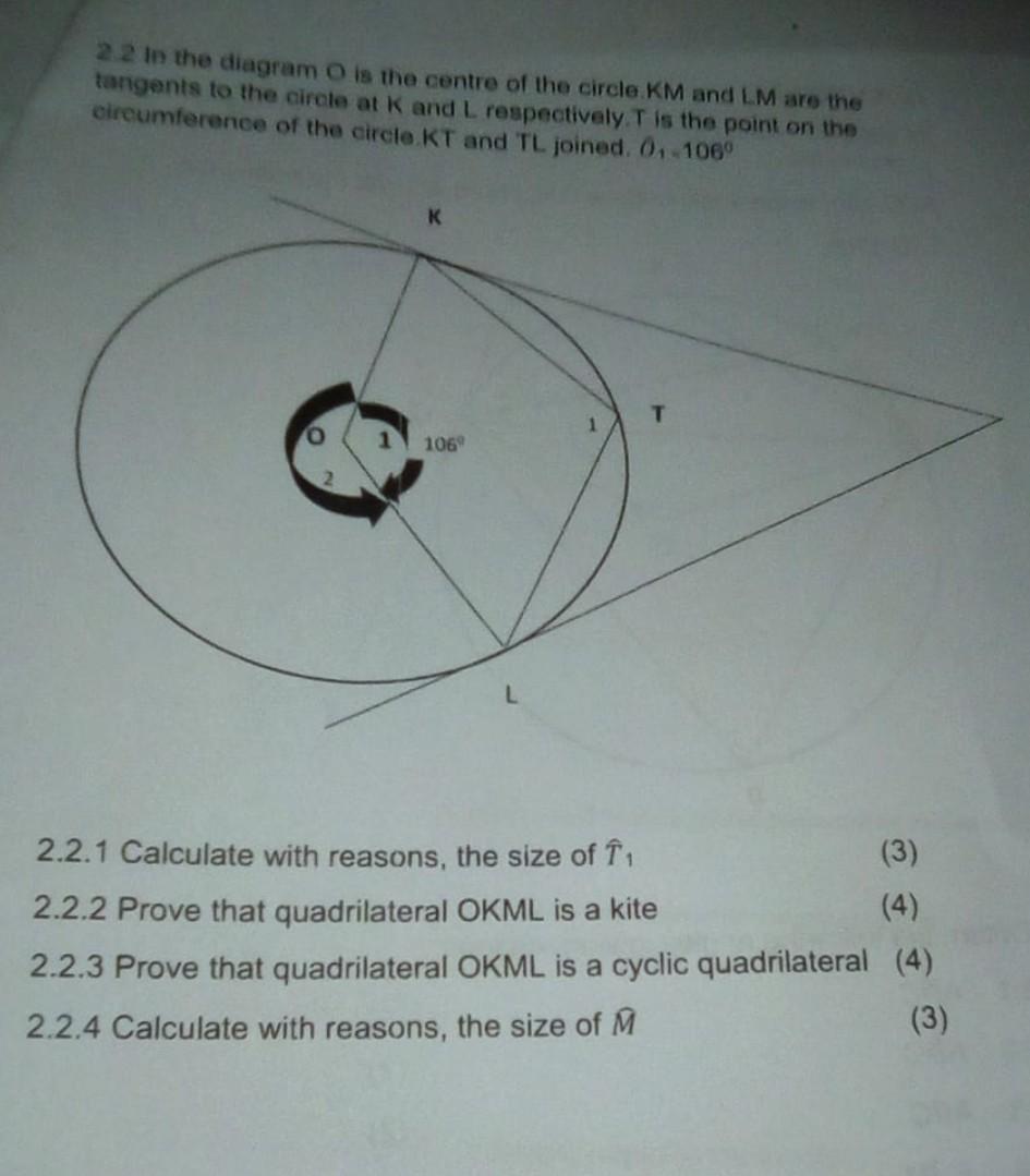 Solved 2. In the diagram O is the centre of the circle. KM | Chegg.com