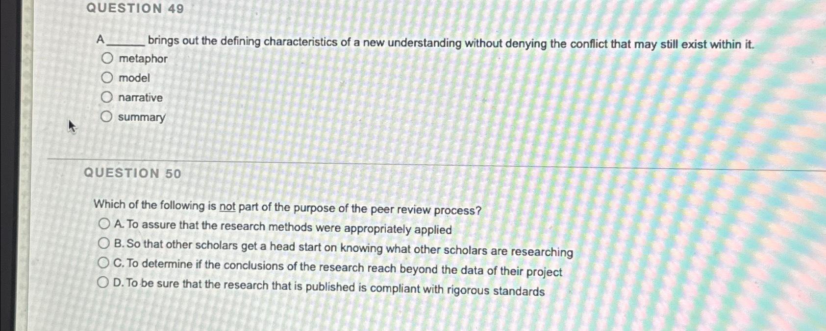 Solved QUESTION 49A brings out the defining characteristics | Chegg.com