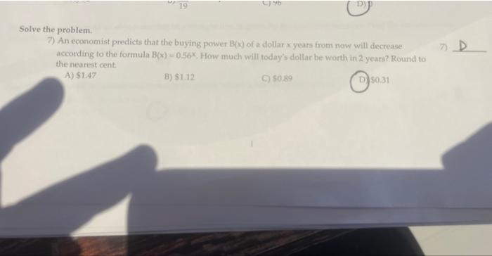 Solved Solve the problem. 7) An economist predicts that the | Chegg.com