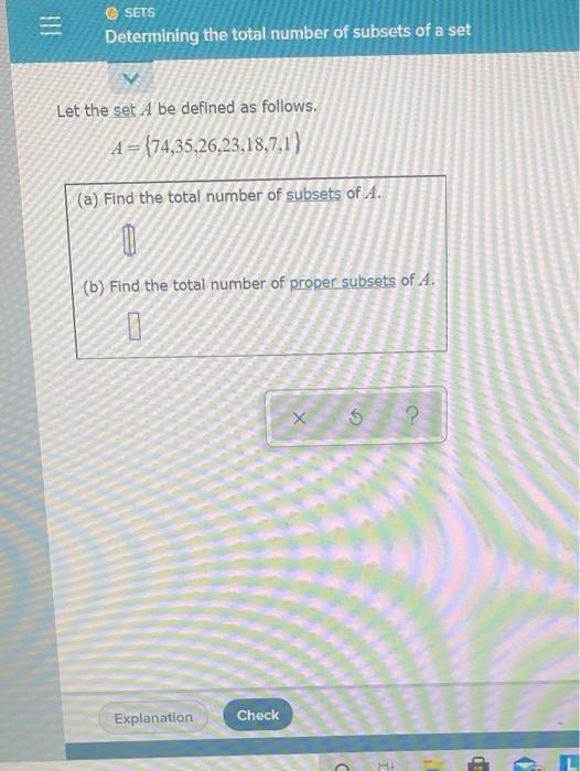 Solved E SETS Determining the total number of subsets of a | Chegg.com