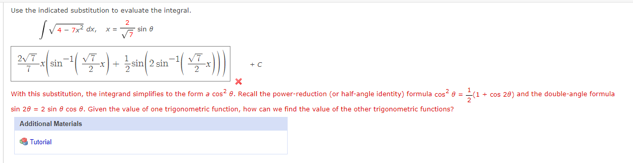 Solved Use the indicated substitution to evaluate the | Chegg.com