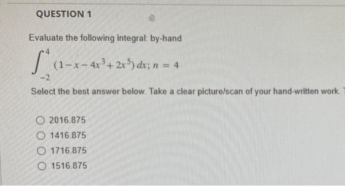 Solved Evaluate the following integral: by-hand | Chegg.com