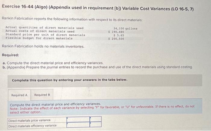 Solved Exercise 16-44 (Algo) (Appendix used in requirement | Chegg.com