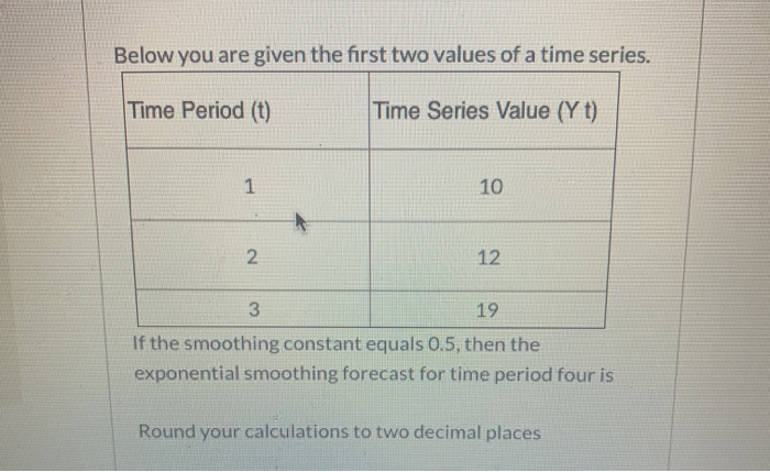 Solved Below you are given the first two values of a time | Chegg.com