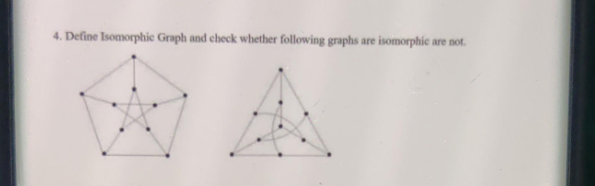 Solved 4. Define Isomorphic Graph and check whether | Chegg.com Solved 4. Define Isomorphic Graph and check whether | Chegg.com