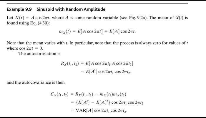 Solved 1. (a) Is the random amplitude sinusoid in Example | Chegg.com